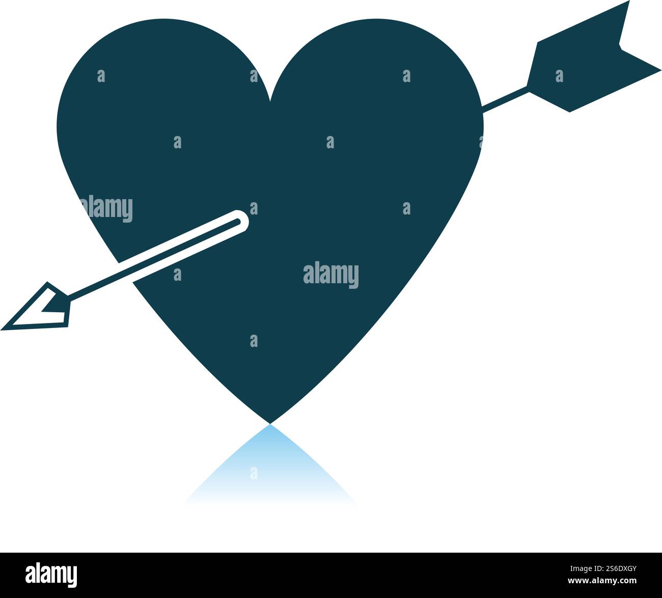 Pierced Heart By Arrow Icon. Shadow Reflection Design. Vector ...