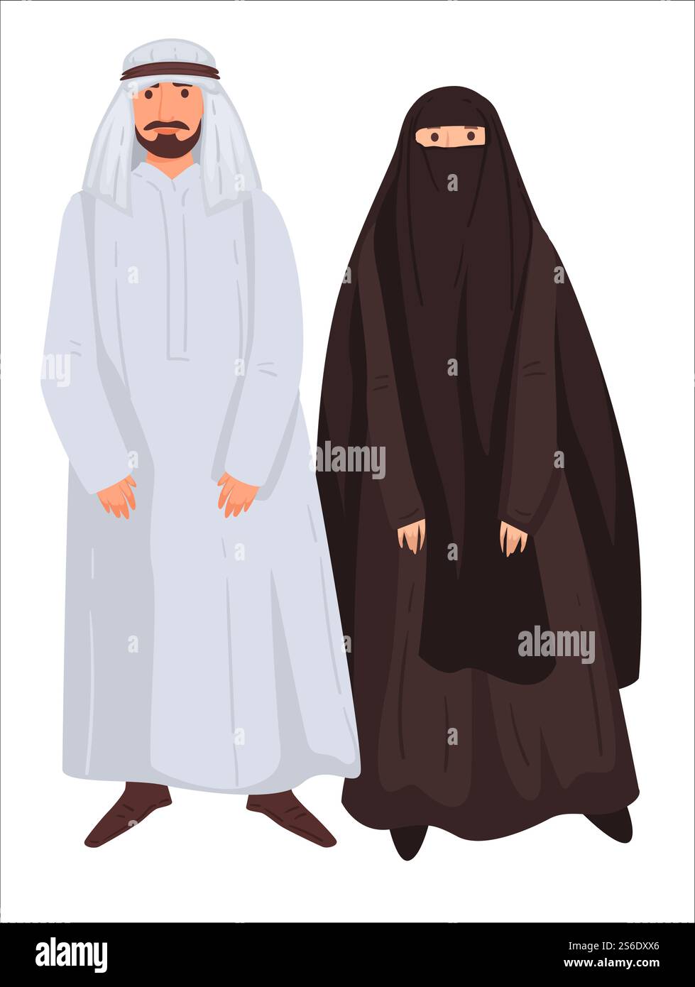 Muslim couple wearing traditional clothes, woman in hijab and scarf on ...