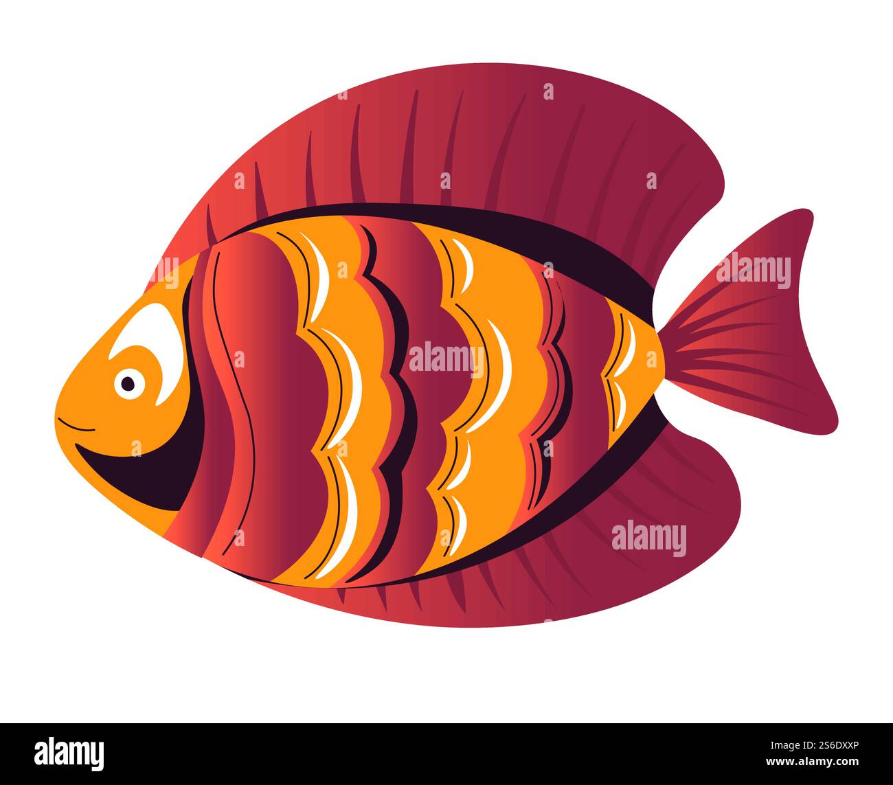 Sea or ocean creature swimming in water, isolated icon of tropical fish ...
