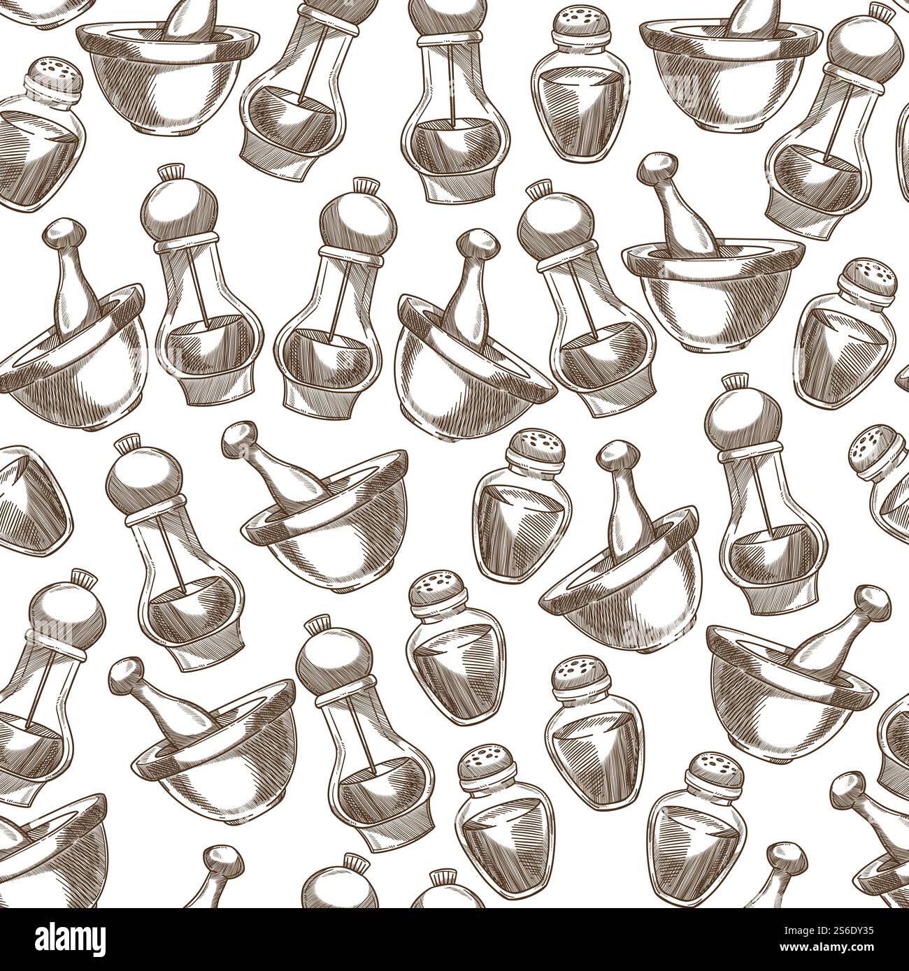 Spices for food cooking, preparing dishes seamless pattern of salt and ...