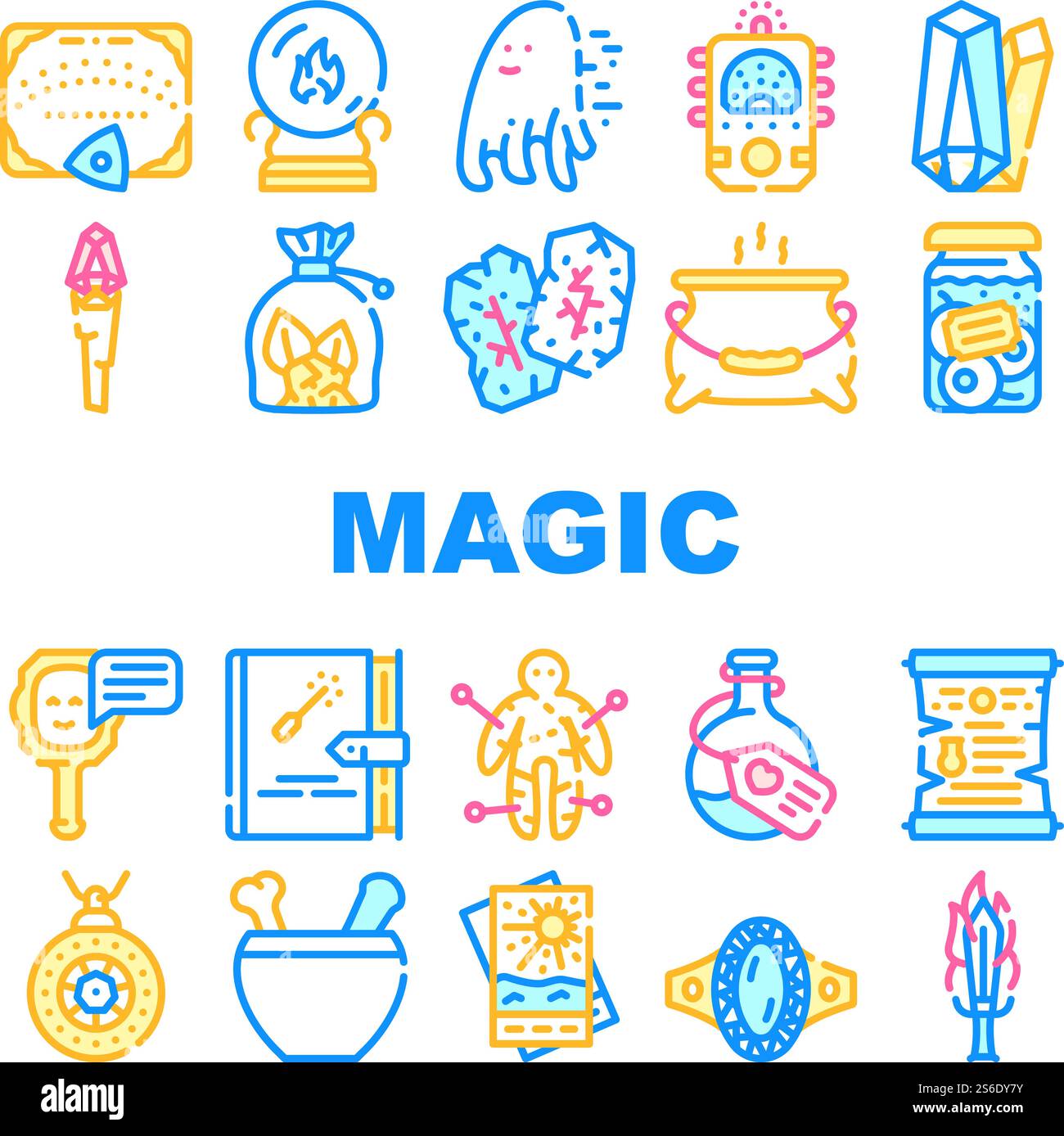 Magic Mystery Objects Collection Icons Set Vector. Sphere For Spiritism ...
