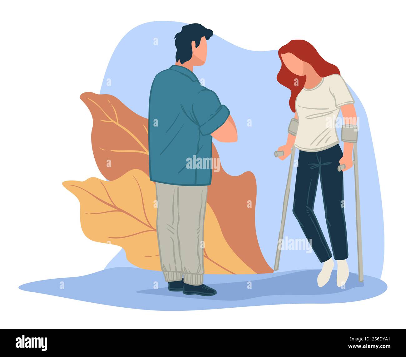 Doctor observing rehabilitation process of woman with broken leg ...