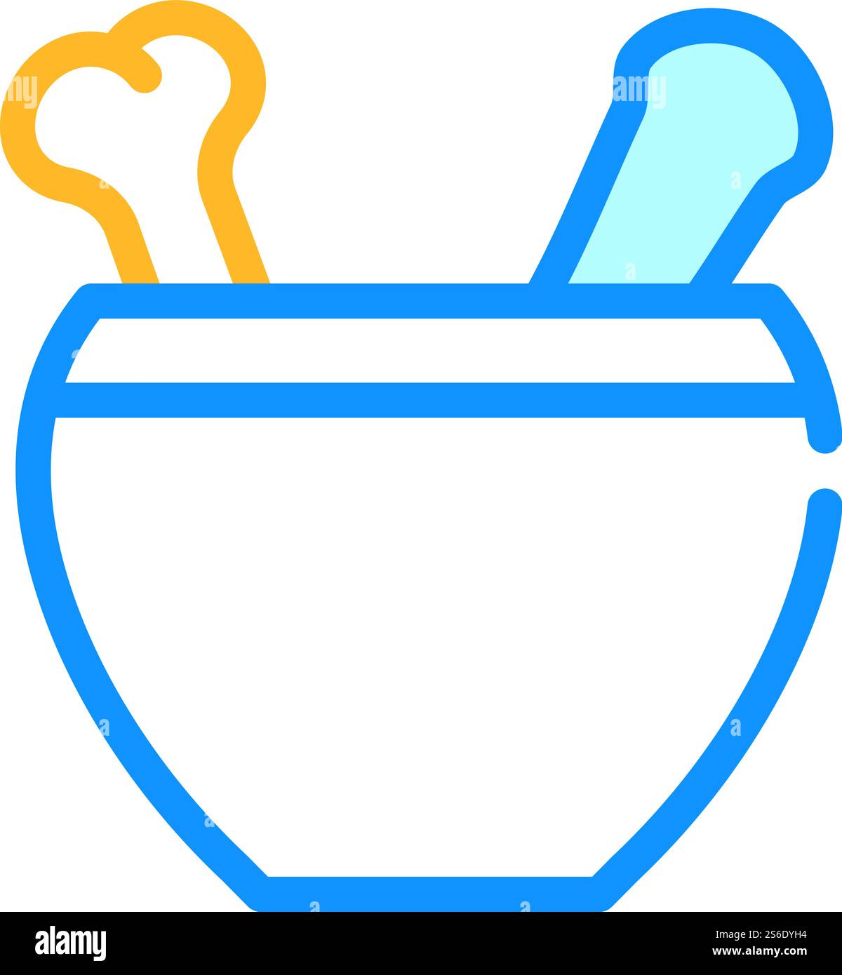 mortar with bone color icon vector. mortar with bone sign. isolated ...