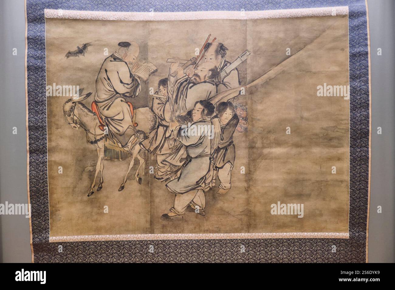 A painting, scroll, Daoist Immortals by Kim Hong-do. A Joseon dynasty ...