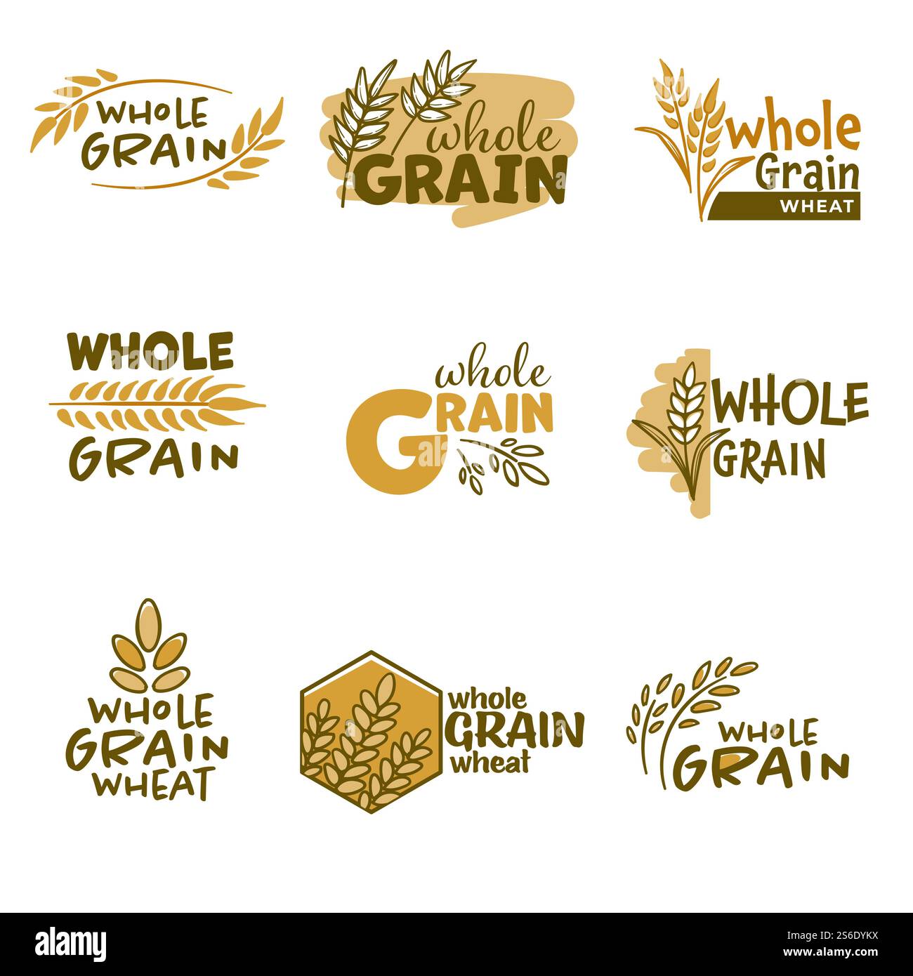 Bakery emblems or labels with spikelets and inscriptions. Isolated ...