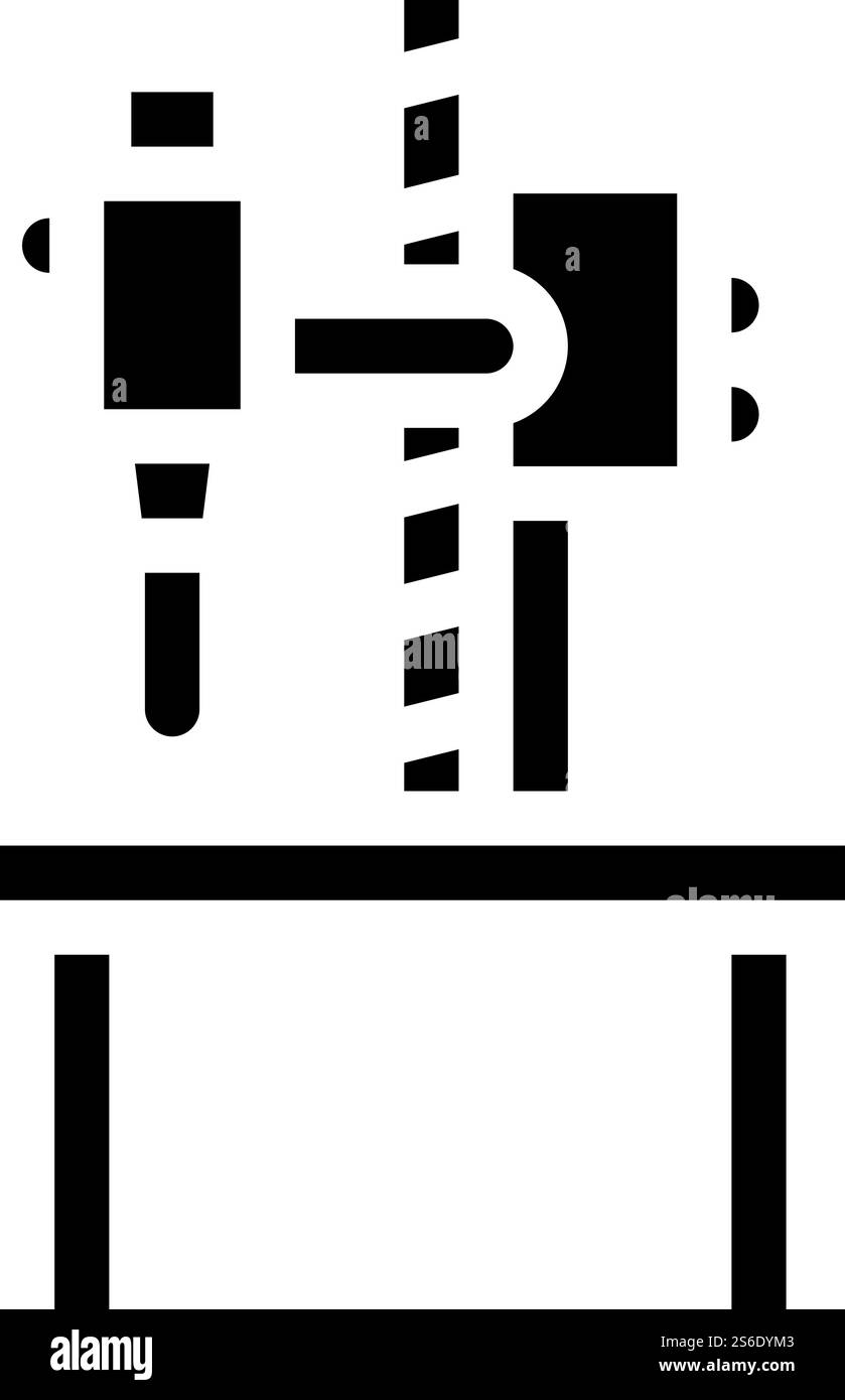 drilling and slotting machine glyph icon vector. drilling and slotting machine sign. isolated ...