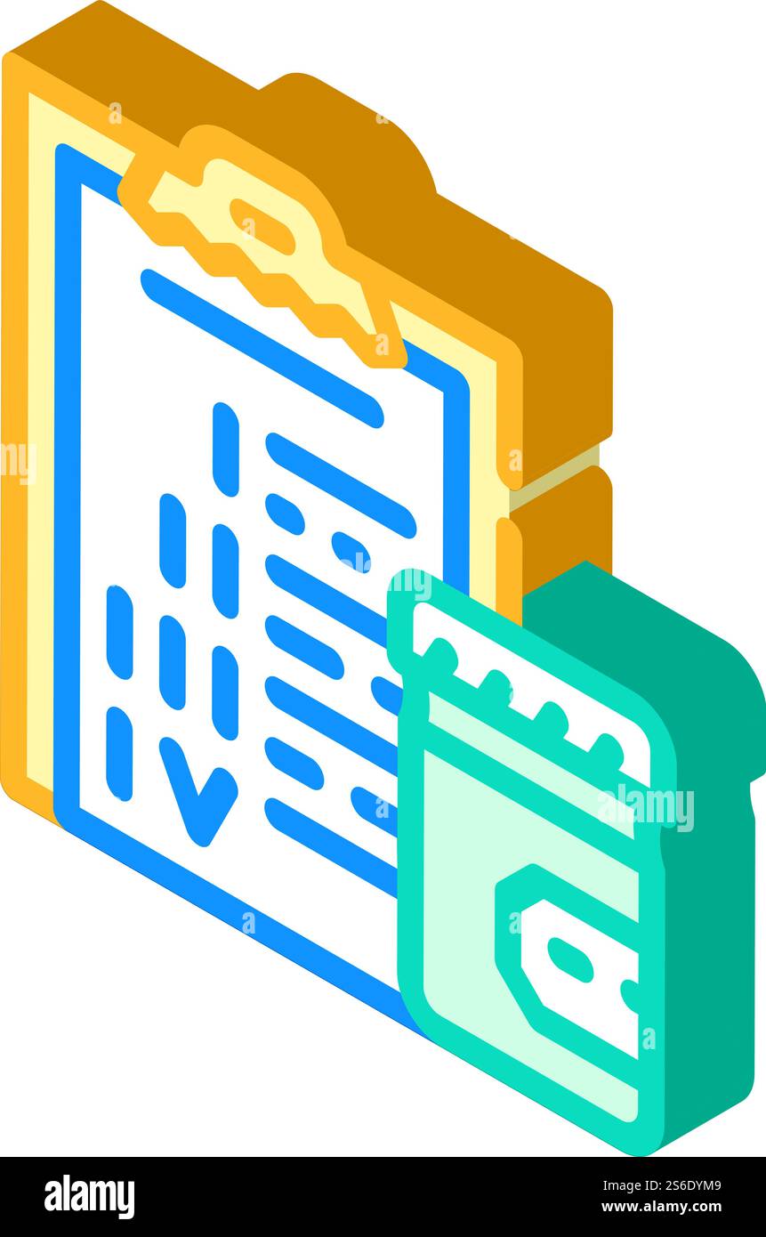 checklist with testing stages isometric icon vector. checklist with ...