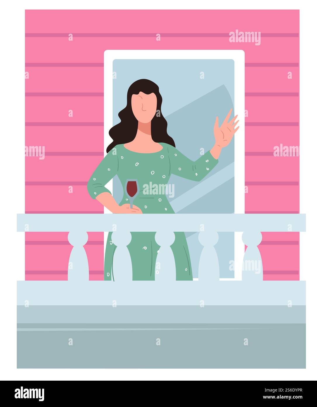Attractive brunette standing window in Stock Vector Images - Alamy