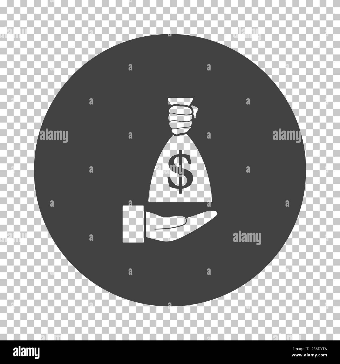 Hand Holding The Money Bag Icon. Subtract Stencil Design on Tranparency ...