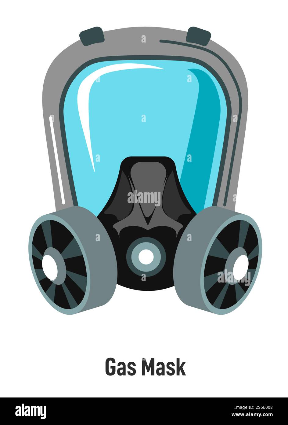 Gas mask with special glass shield for glasses and filter. Isolated ...