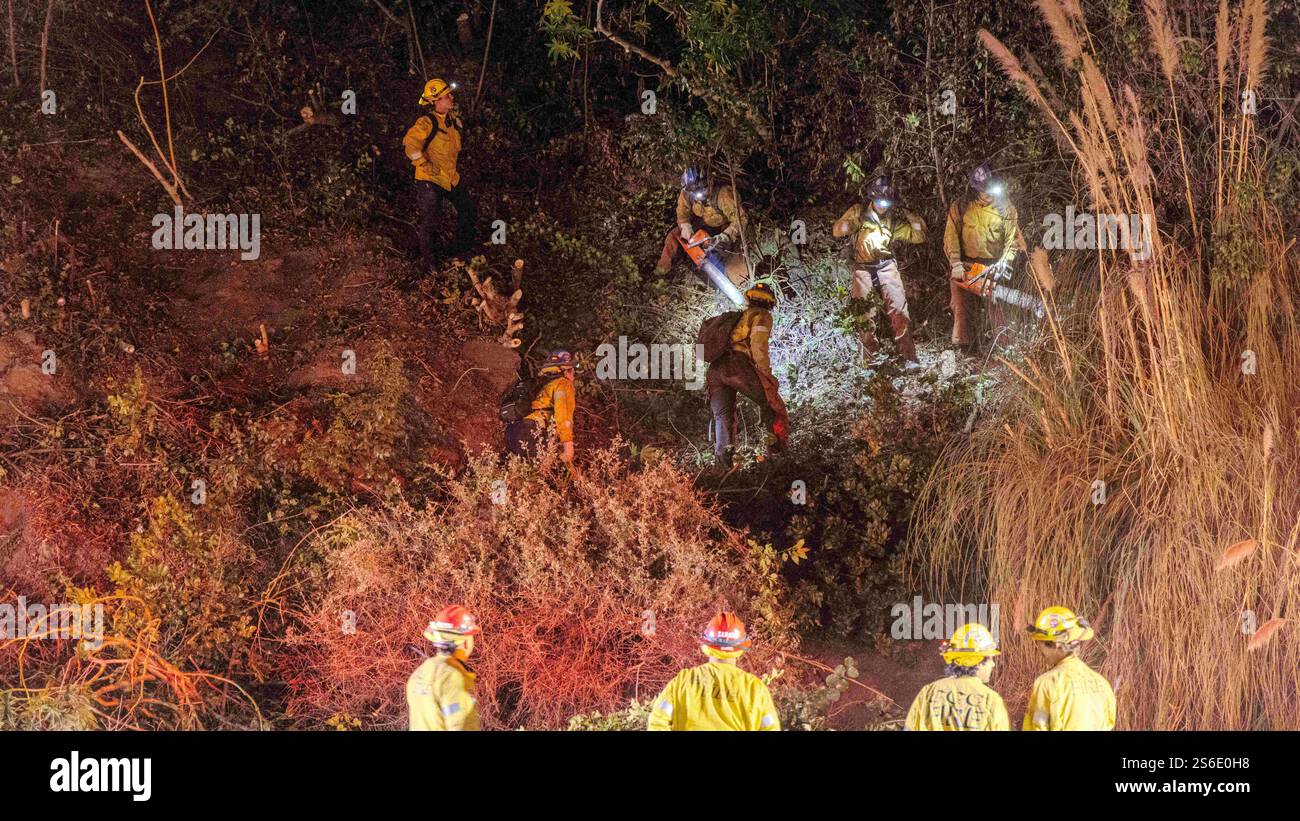 January 15, 2025, Pacific Palisades, California, USA: Cal Fire crew ...