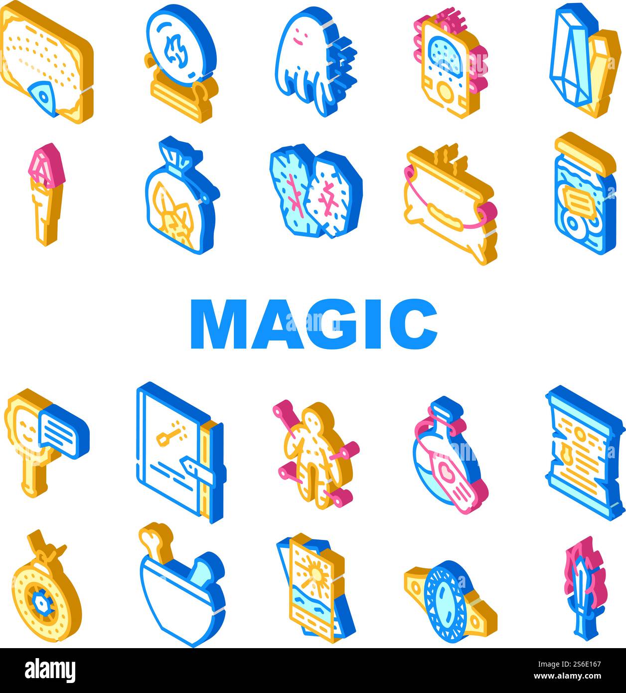 Magic Mystery Objects Collection Icons Set Vector. Sphere For Spiritism ...