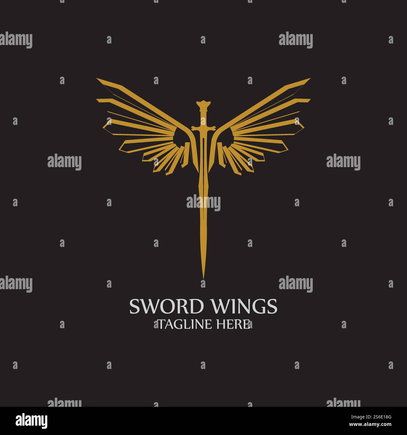 Sword wings golden symbol Stock Vector Images - Alamy