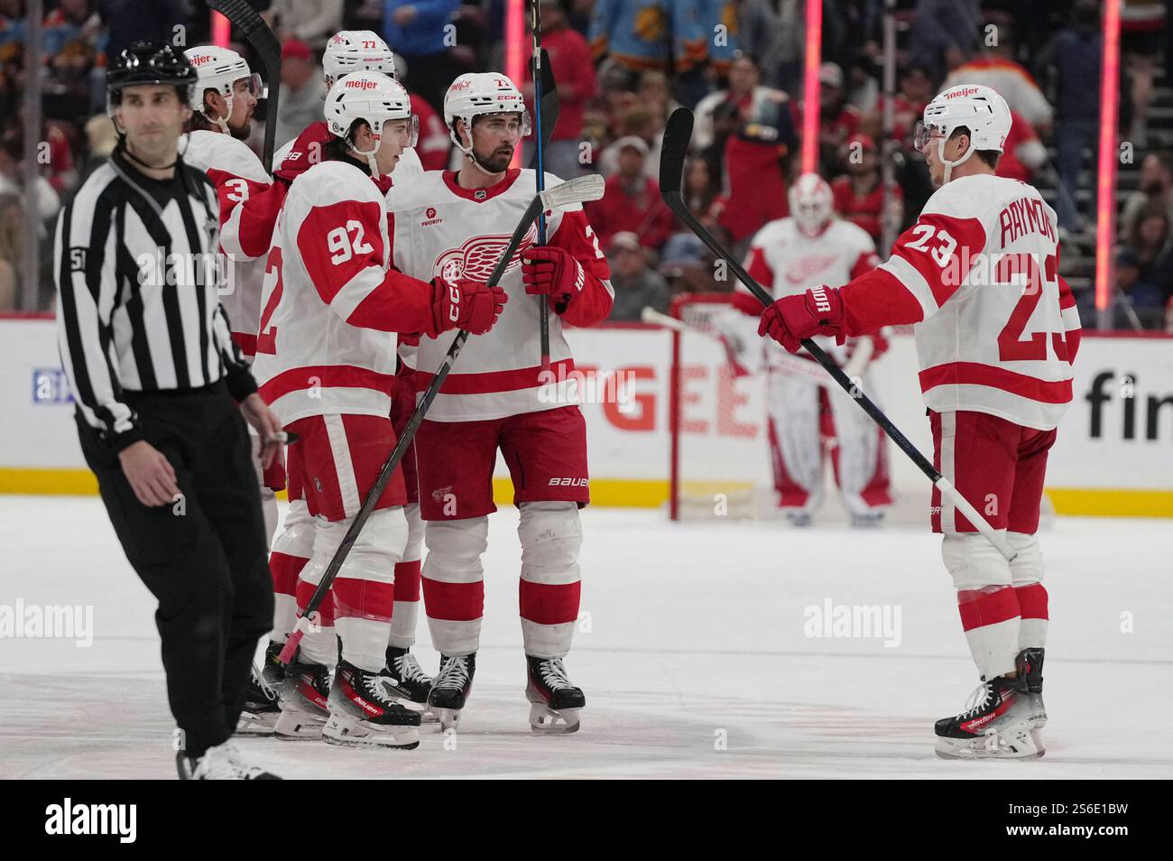 Detroit Red Wings center Dylan Larkin (71) is congratulated after ...