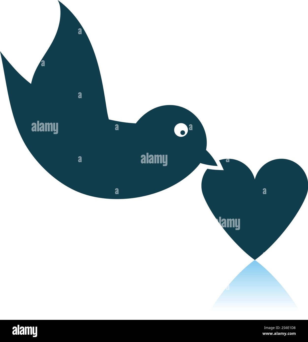 Dove With Heart Icon. Shadow Reflection Design. Vector Illustration ...