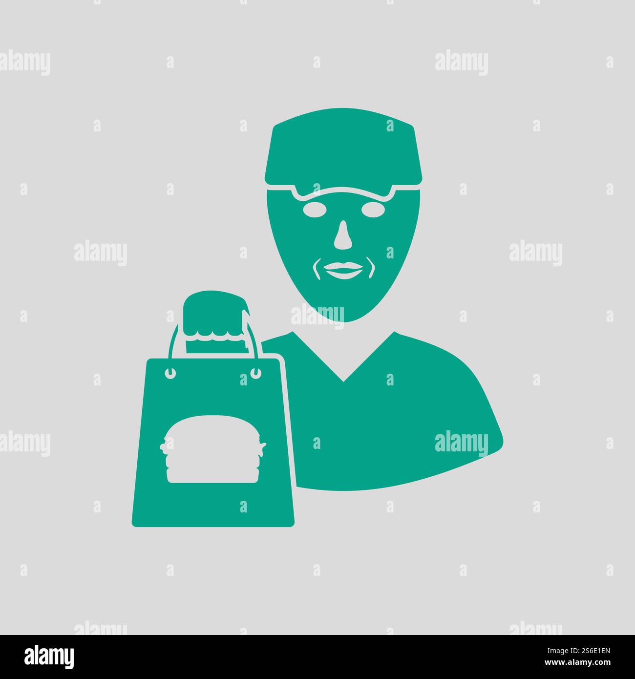 Food Delivery Icon. Green on Gray Background. Vector Illustration Stock ...