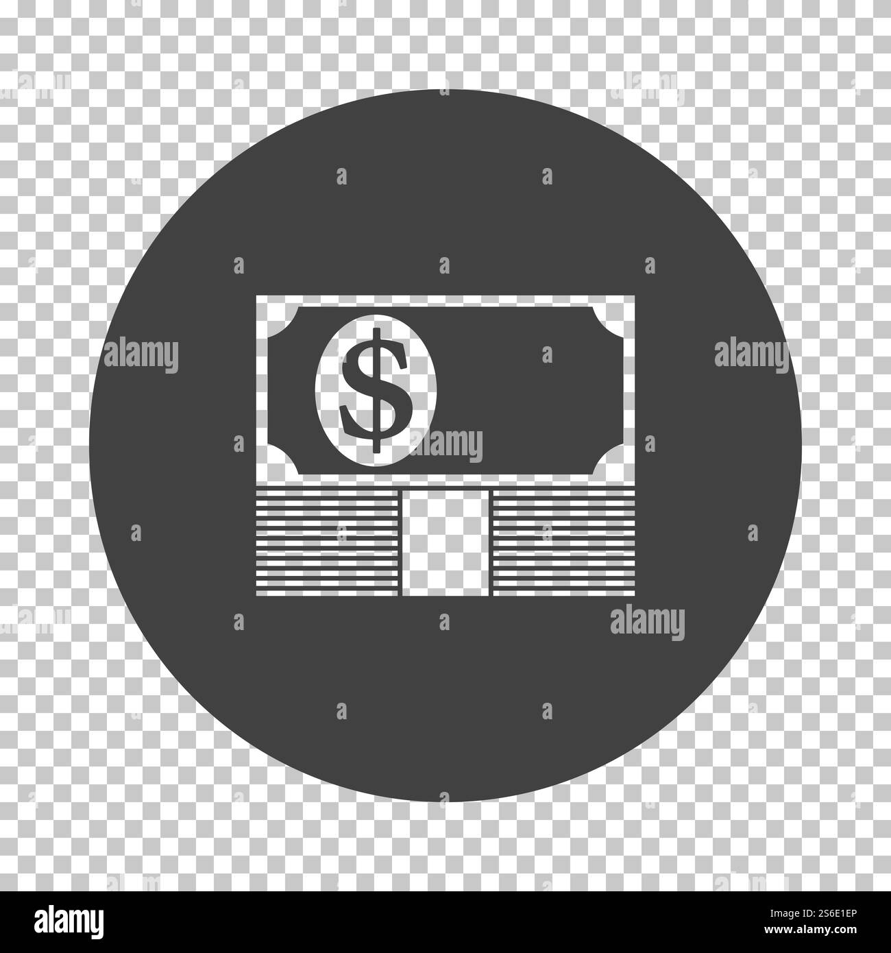 Banknote On Top Of Money Stack Icon. Subtract Stencil Design on ...