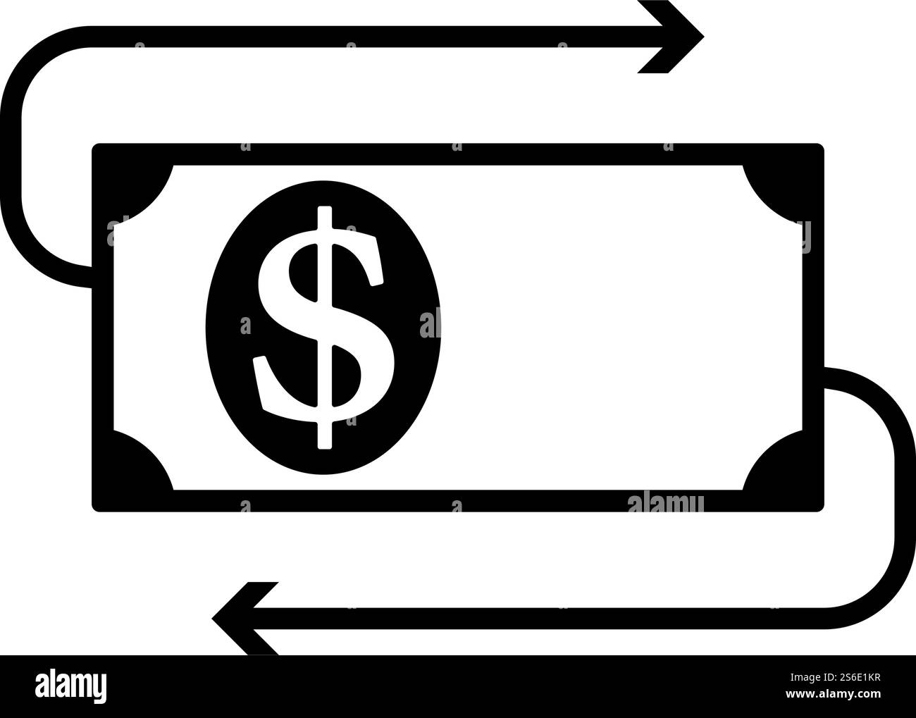 Cash Back Dollar Banknote Icon. Black Glyph Design. Vector Illustration ...