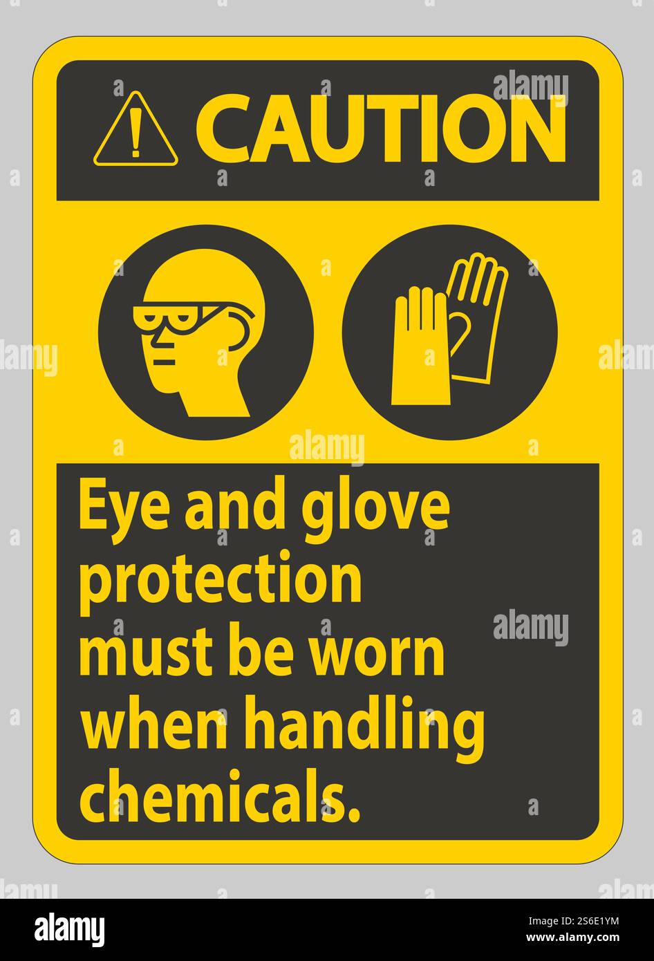 Caution Sign Eye And Glove Protection Must Be Worn When Handling Chemicals Stock Vector Image ...