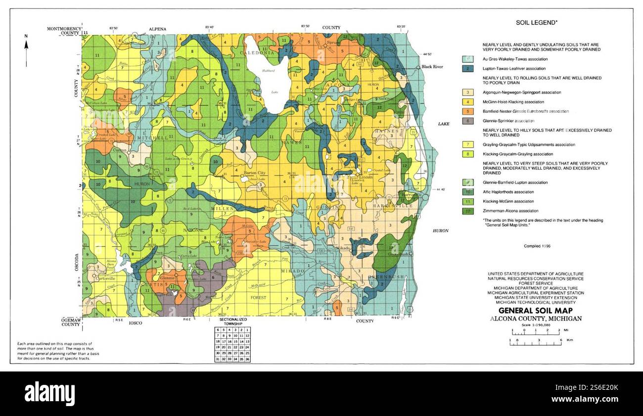 Alcona county map hi-res stock photography and images - Alamy