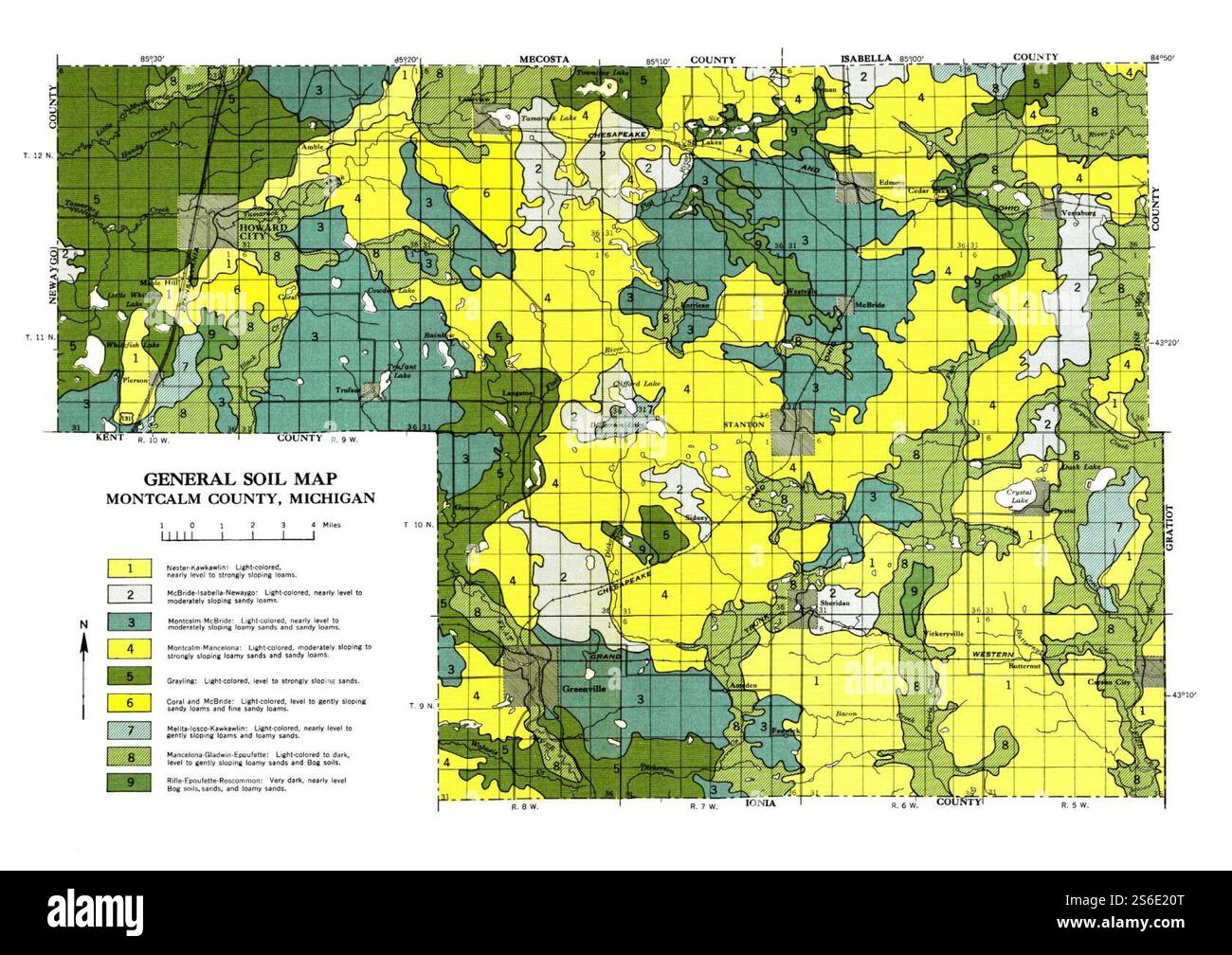 General soil map of Montcalm County, Michigan Stock Photo - Alamy