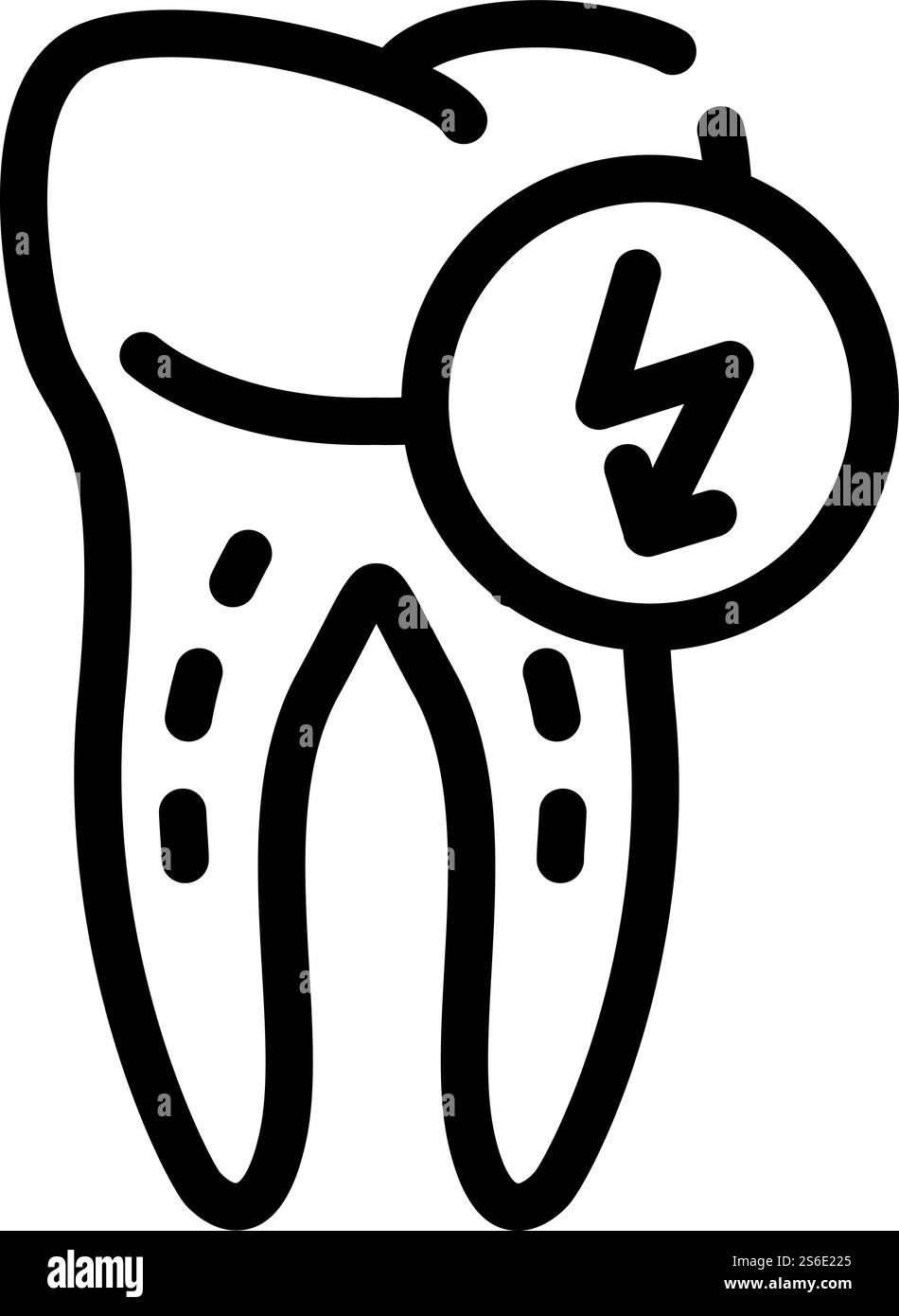 tooth cutting ache line icon vector. tooth cutting ache sign. isolated ...