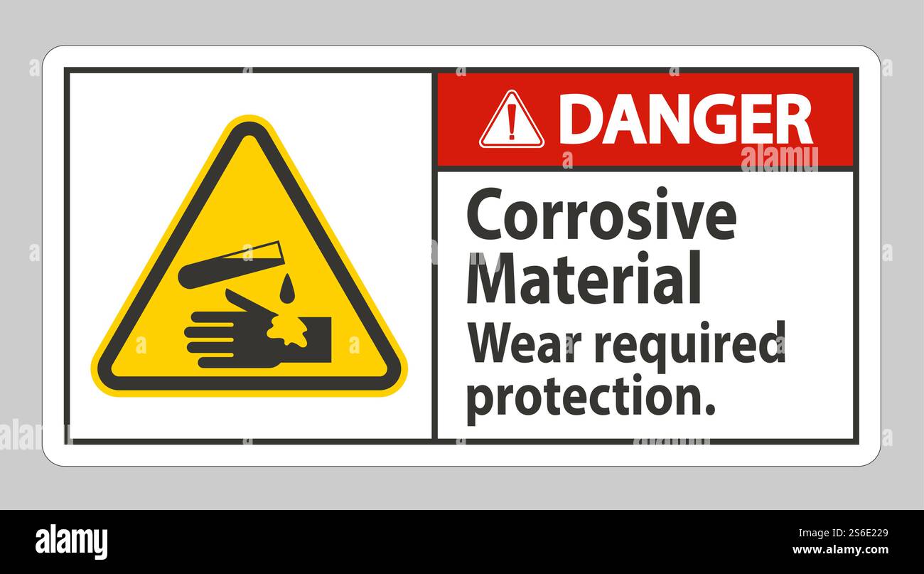 Danger Sign Corrosive Materials,Wear Required Protection Stock Vector ...