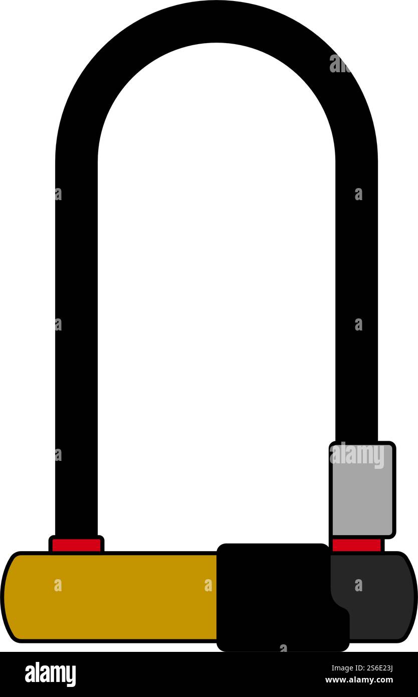 Bike Lock Icon. Editable Outline With Color Fill Design. Vector ...
