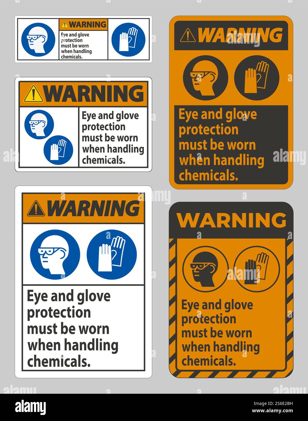 Warning Sign Eye And Glove Protection Must Be Worn When Handling ...