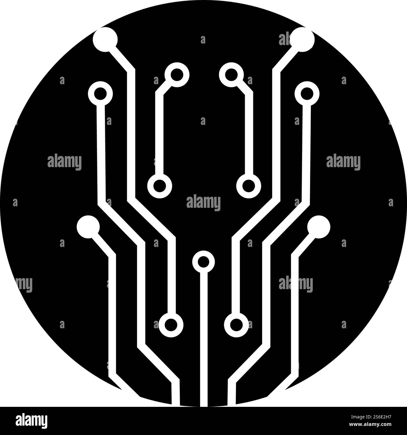 circuit board in the circle icon.technology logo design template symbol ...