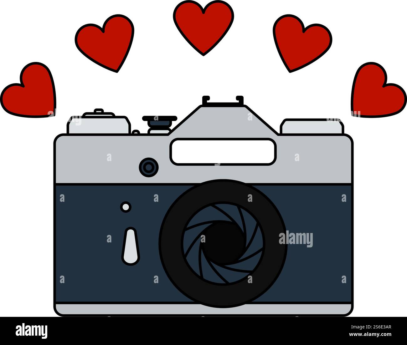 Camera With Hearts Icon. Editable Outline With Color Fill Design ...