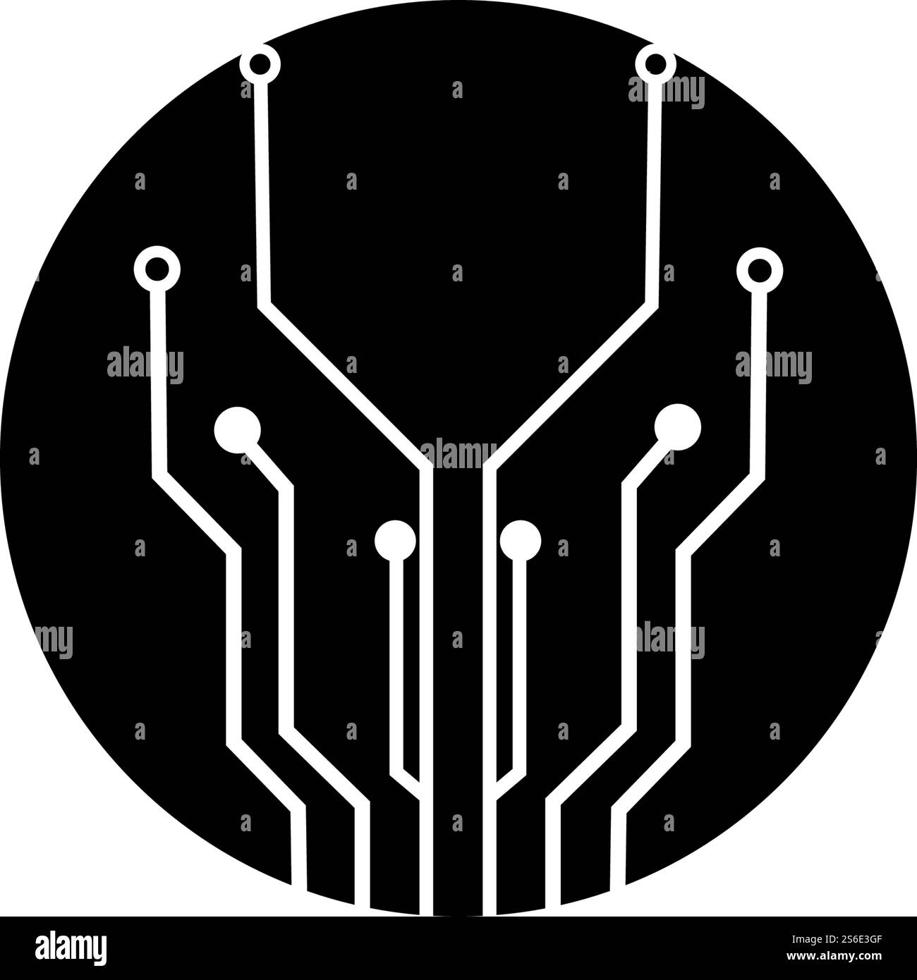 circuit board in the circle icon.technology logo design template symbol icon vector-vector Stock ...