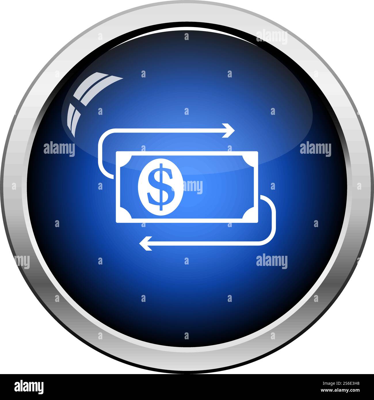 Cash Back Dollar Banknote Icon. Glossy Button Design. Vector ...