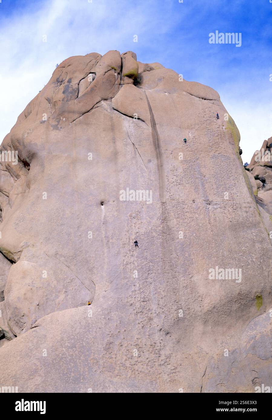 Two climbing parties climbing "Whats my Line" in Cochise Stronghold ...