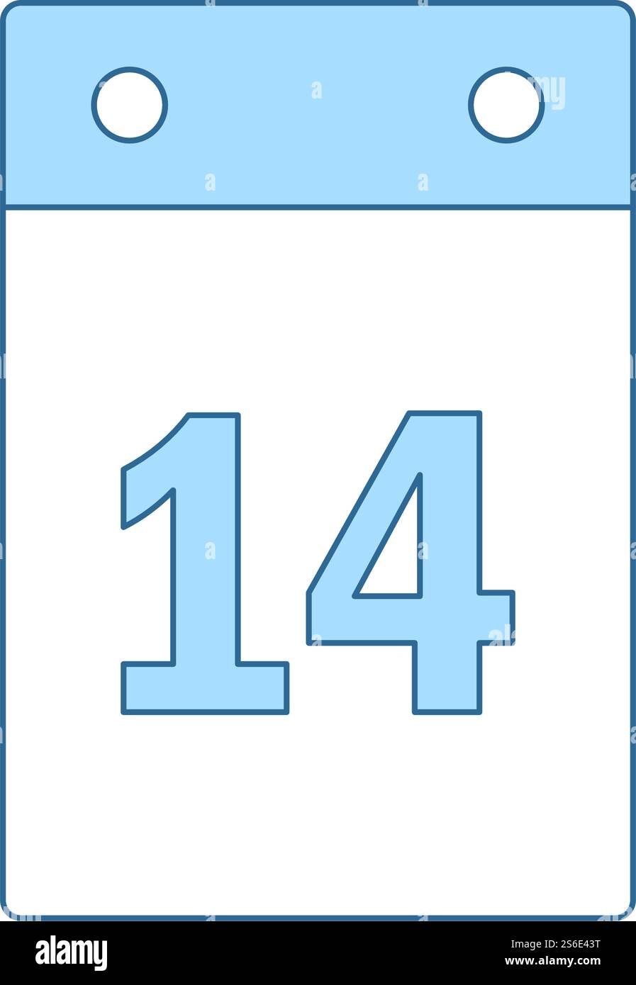 Valentine Day Calendar Icon. Thin Line With Blue Fill Design. Vector ...