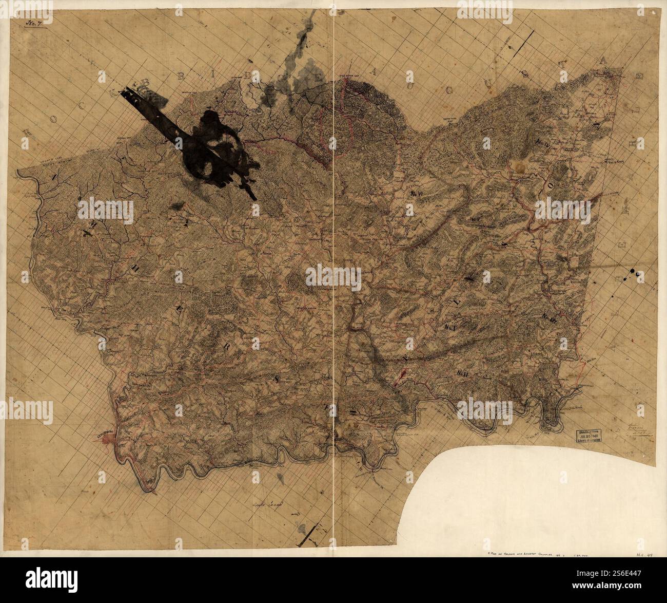 [Map of Nelson and Amherst counties, Va.] 1860 by Dwight C. S Stock ...