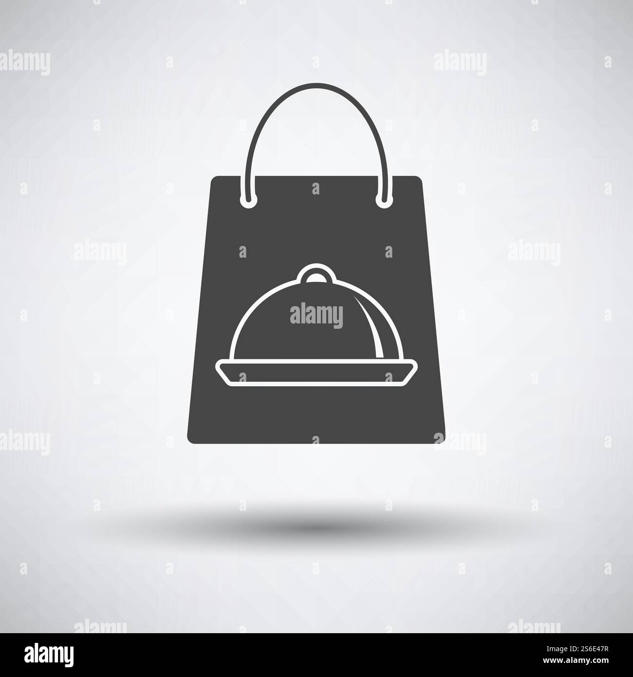 Paper Bag With Cloche Icon. Dark Gray on Gray Background With Round ...