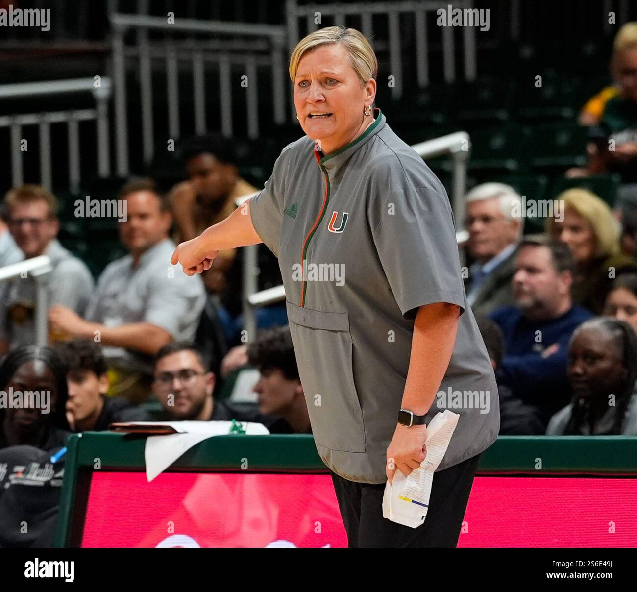 Miami, Florida, USA. 16th Jan, 2025. Miami head coach TRICIA CULLOP ...