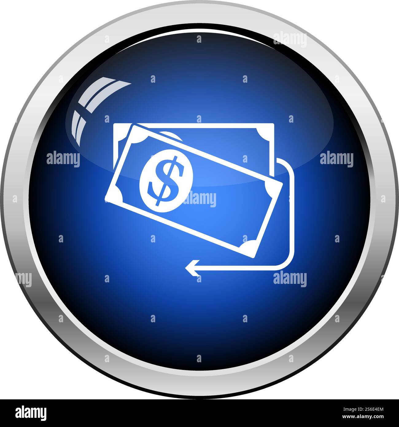 Cash Back Dollar Banknotes Icon. Glossy Button Design. Vector ...