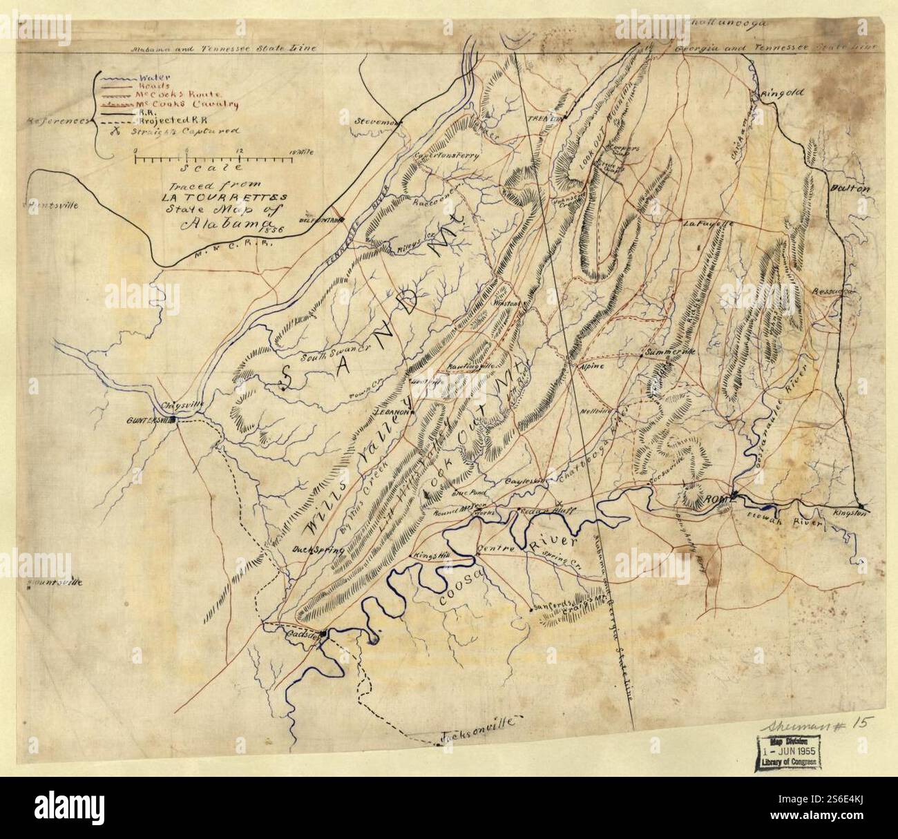 [Map of northeastern Alabama and northwestern Georgia showing movement ...