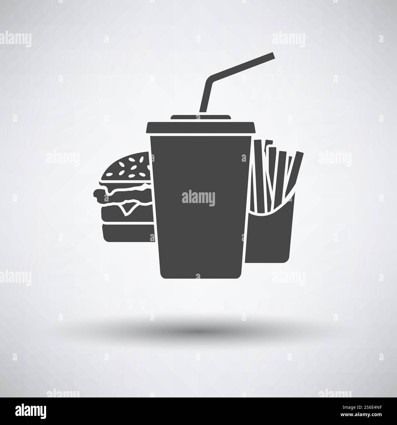 Fast Food Icon. Dark Gray on Gray Background With Round Shadow. Vector ...