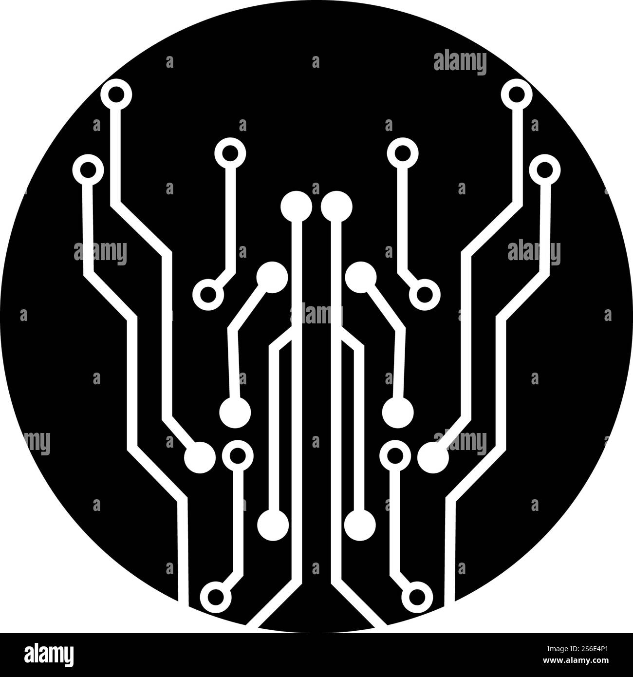 circuit board in the circle icon.technology logo design template symbol icon vector-vector Stock ...
