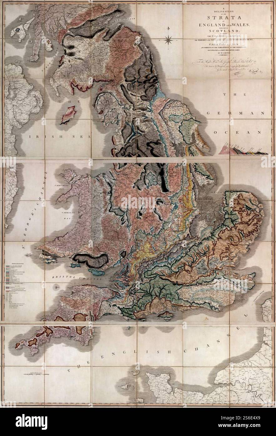 Geological map Britain William Smith 1815 Stock Photo - Alamy