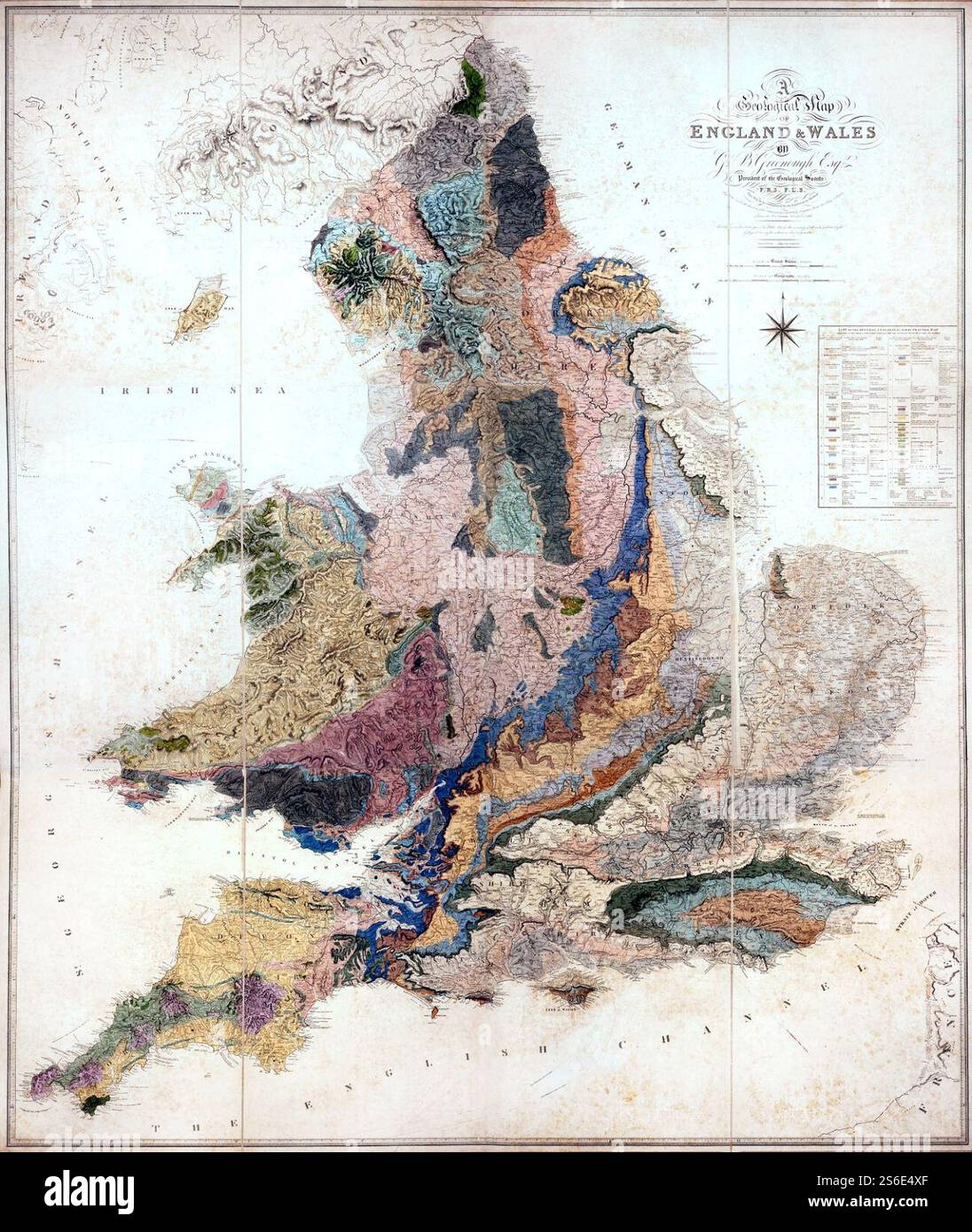 Geological Map of England and Wales by Greenough, 1820 Stock Photo - Alamy