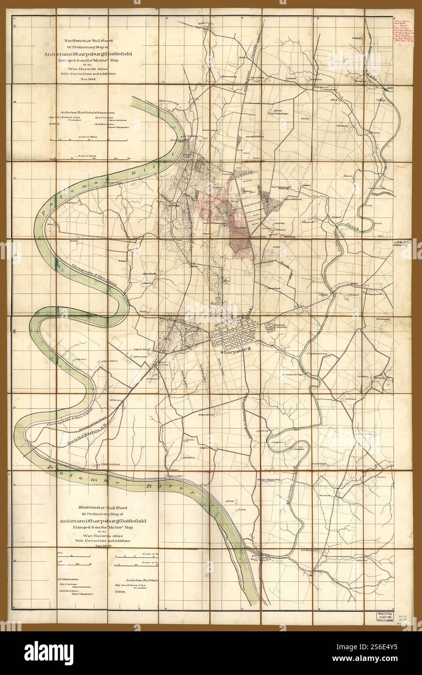 Northwest, or no. 1 sheet of preliminary map of Antietam (Sharpsburg ...