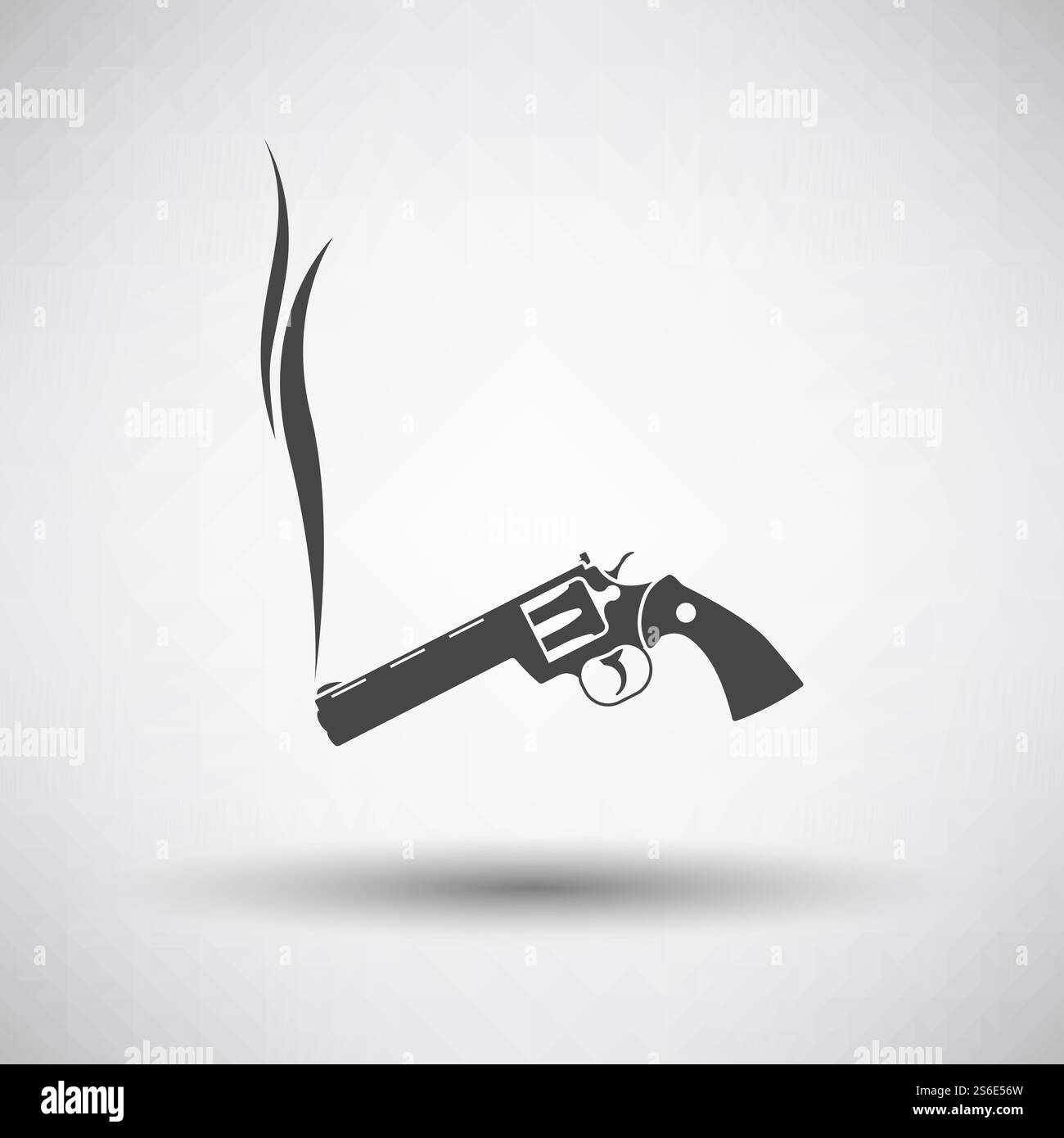 Smoking Revolver Icon. Dark Gray on Gray Background With Round Shadow ...