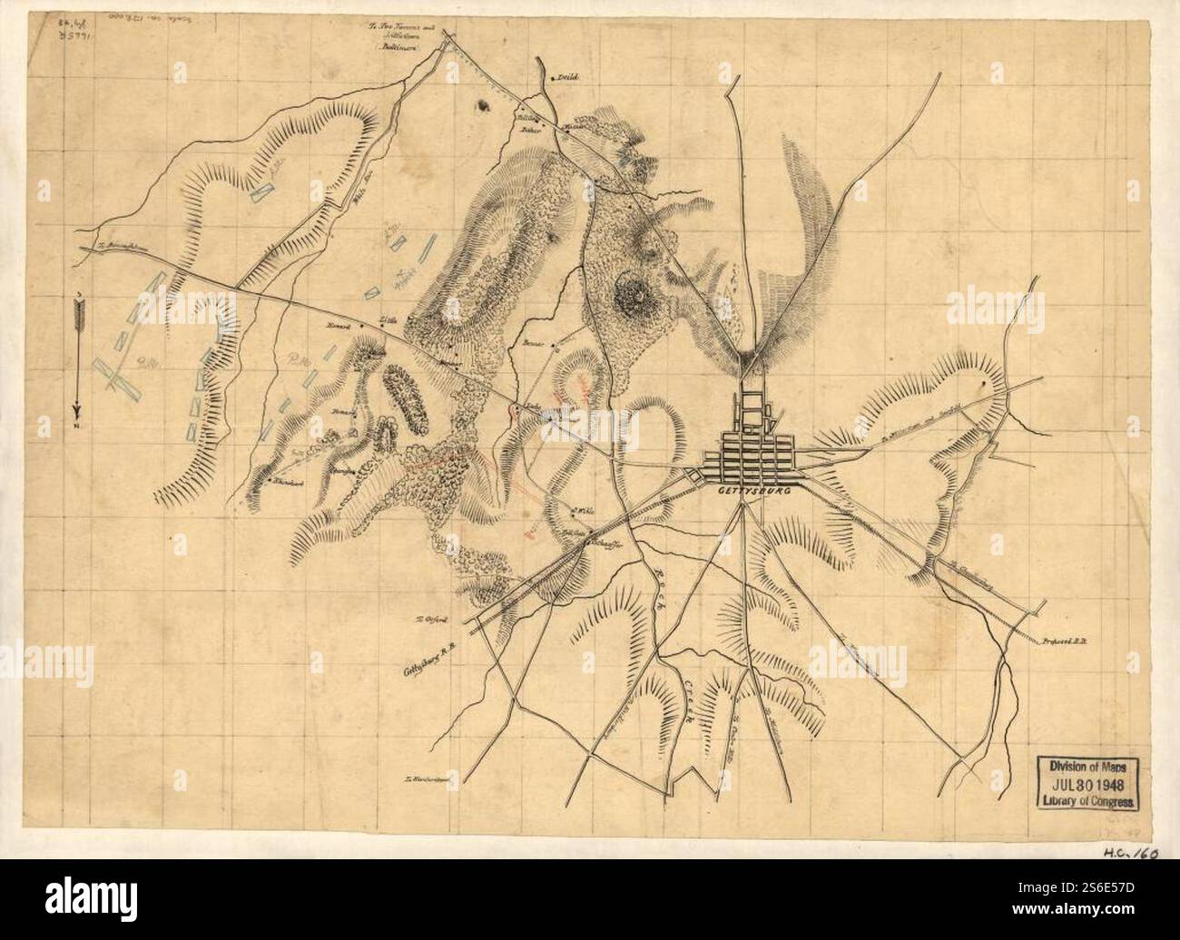 [Preliminary sketch of the battle of Gettysburg showing troop positions ...