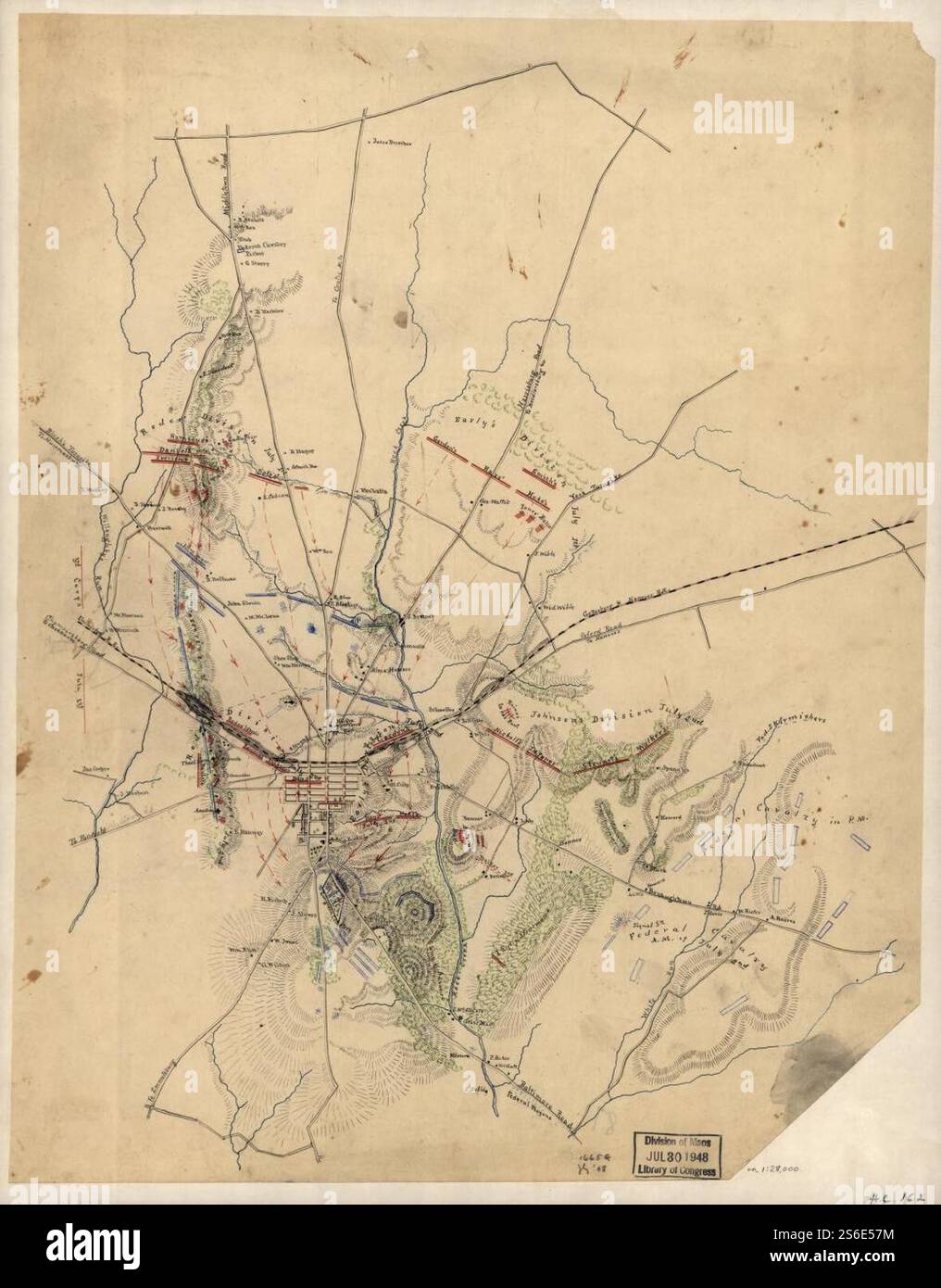 [Sketch of the battlefield of Gettysburg, July 1st and 2nd, 1863]. 1863 ...