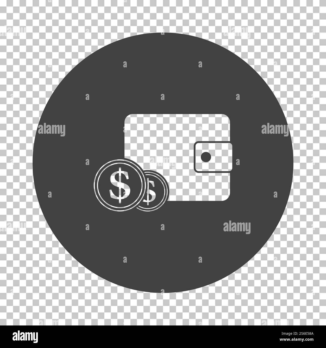 Two Golden Coins In Front Of Purse Icon. Subtract Stencil Design on ...