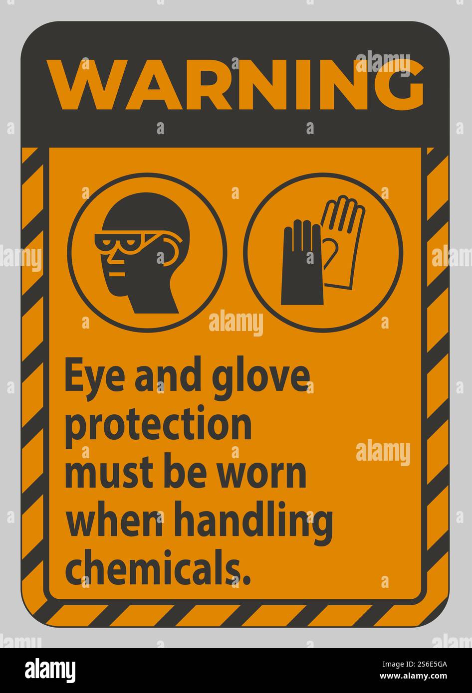 Warning Sign Eye And Glove Protection Must Be Worn When Handling Chemicals Stock Vector Image ...